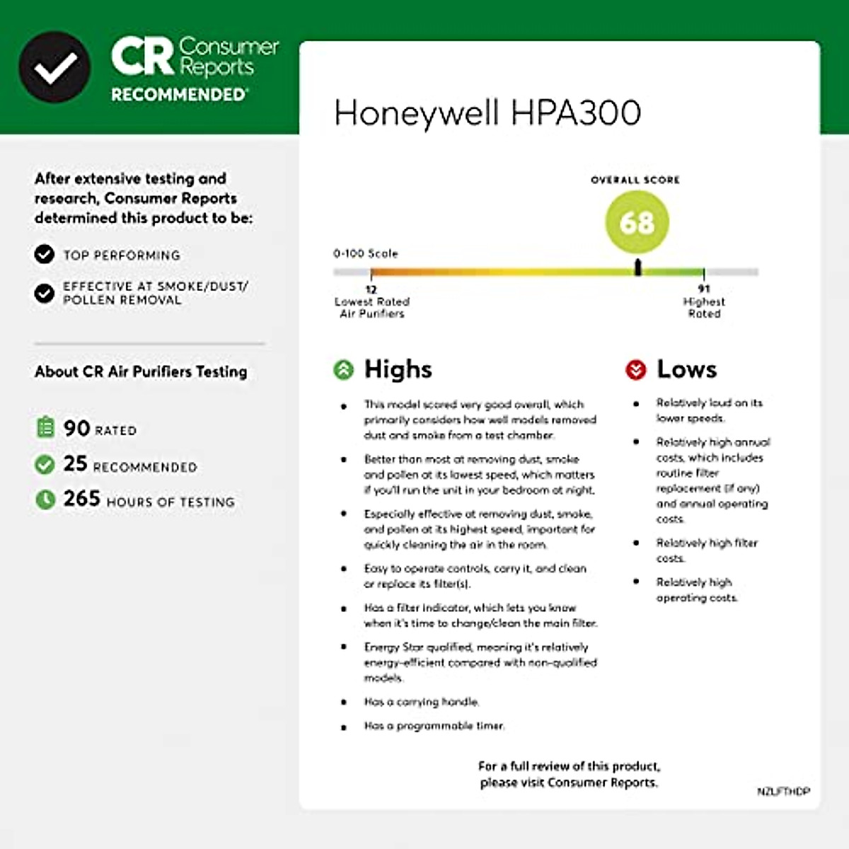 Honeywell HPA300 HEPA Air Purifier for Extra Large Rooms - Microscopic Airborne Allergen+ Reducer, Cleans Up To 2250 Sq Ft in 1 Hour - Wildfire/Smoke, Pollen, Pet Dander, and Dust Air Purifier – Black