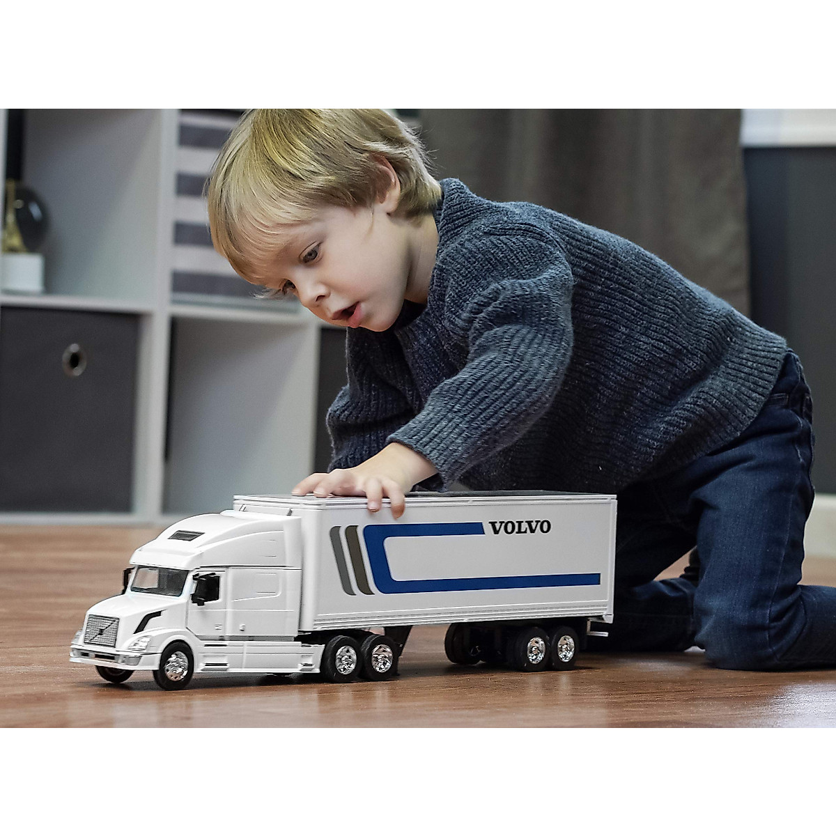 Wheel Master International Lonestar Tractor Trailer Play Toy Truck Vehicle for Kids, Lonestar Design, with Functions, Pre Built Semi, Realistic Look and Openable Doors Great Gift for Children