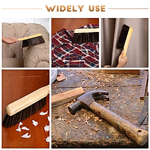 Patelai 2 Pieces Wooden Bench Brushes, Soft Bristles, Long Wood Handle, Brown