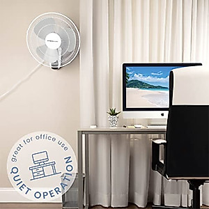 NEXAIR 16 Inch Oscillating Wall Mount Fan, Quiet Operating Room Fan With Remote Control, 3 Speed Wall Fan for Bedroom with 7.5 Hr Auto Off Timer, Adjustable Cooling Fan For Home, Office & Living Room