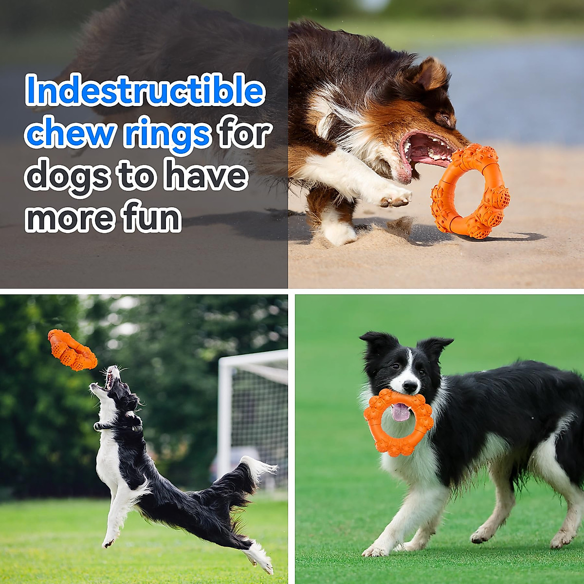 Indestructible Dog Chew Ring Toys for Aggressive Chewers, Super Chewer Dog Toys for Medium Large Dogs, Puppy Teething Rings for Relax,Interactive Dog Ring Toys for Boredom,Heavy Duty Dog Teething Toys