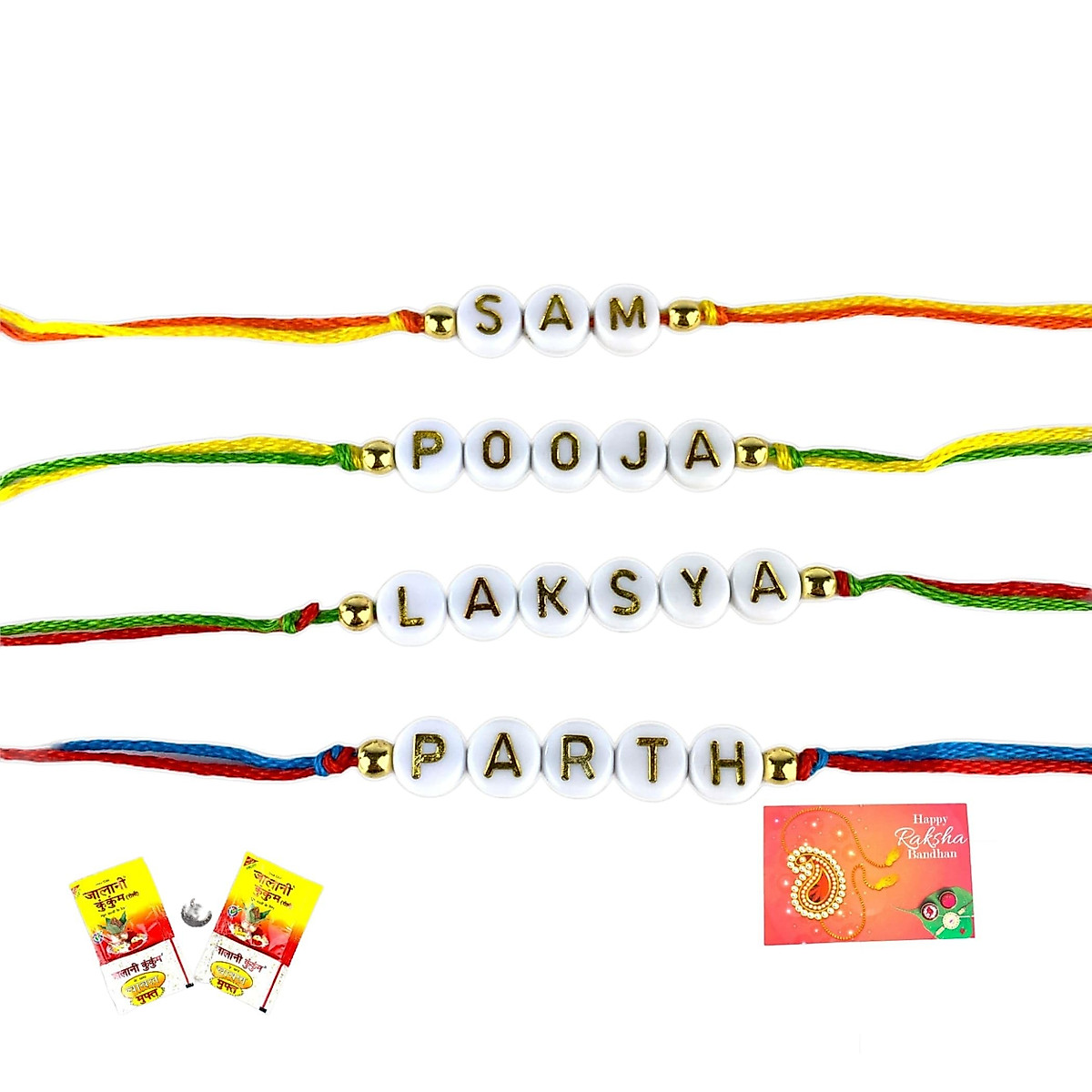 LOVENSPIRE Personalized Rakhi for Brother White Letter Name Designer Handmade Rakhi Thread for Bhaiya Custom Name Rakhi - Rakhi Card Hindu Bracelet Rakhi