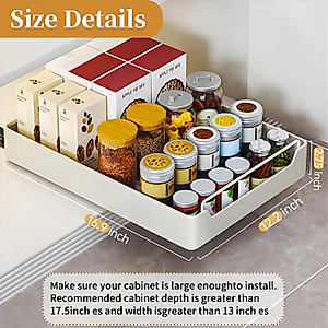 Pull out Cabinet Organizer Fixed with Adhesive Nano Film, Heavy Duty Sliding Basket Organizer Drawer, Pull Out Drawer for Kitchen Under Sink Organizer, Pantry, Bathroom,1 Pack