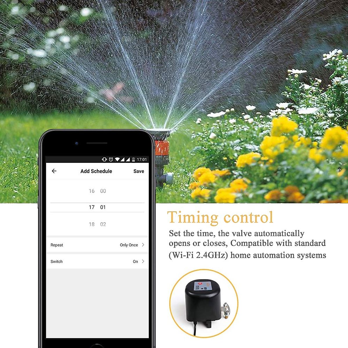 Owfeel WiFi Smart Valve WiFi Control Water Valve Compatible with Alexa, Google and Application Program iOS/Android