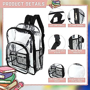 Sadnyy 12 Pcs Clear Backpack Bulk Heavy Duty Stadium Approved Transparent Bookbag PVC See Through Bag for School Work Concert(Multicolor)