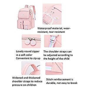 Kawaii Girls Backpack for School Aesthetic School Bag Bookbag for Elementary Students
