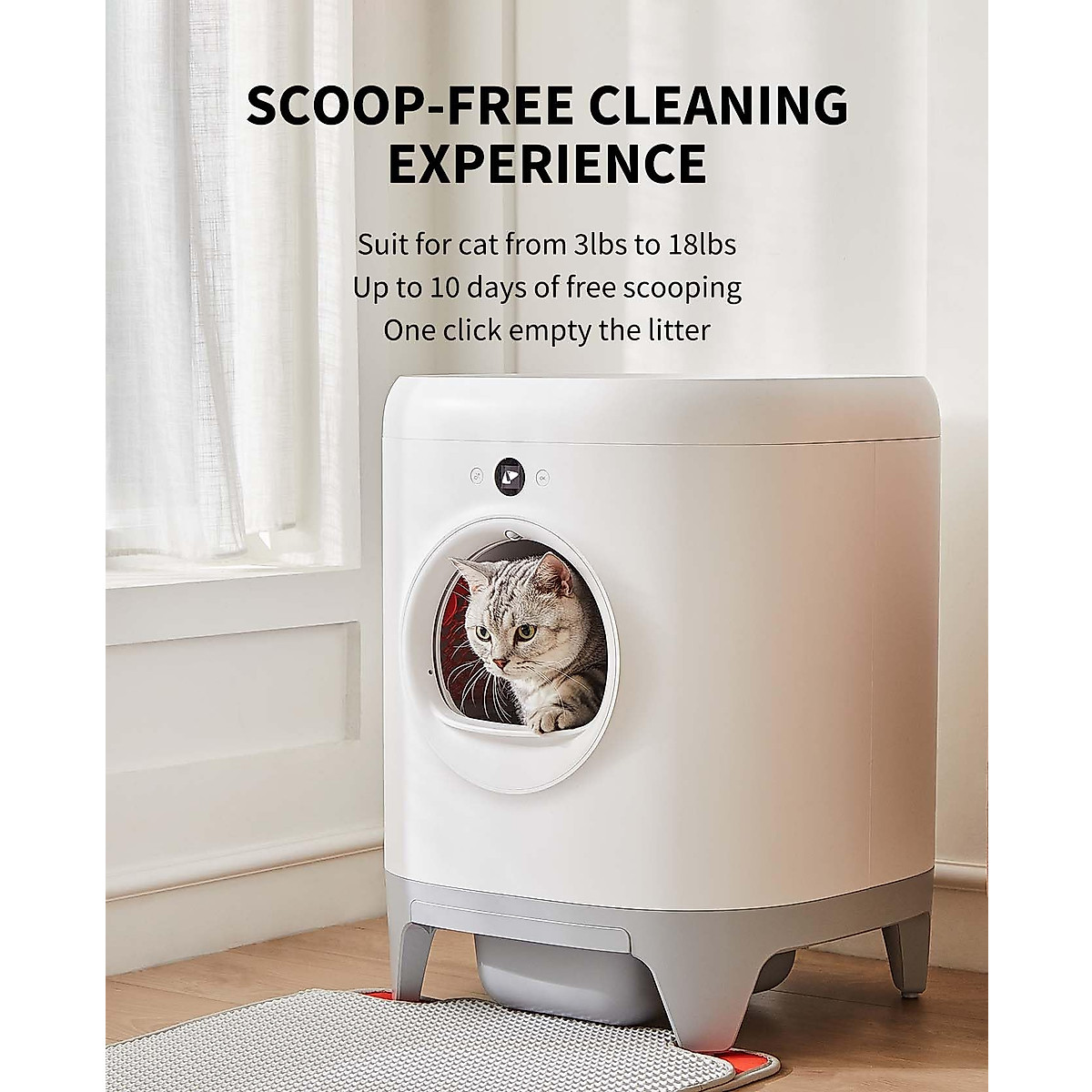 PETKIT New Updated PuraX Self-Cleaning Cat Litter Box, Scooping Free Automatic Cat Litter Box for Multiple Cats with Litter Mat, xSecure/Odor Removal/APP Control
