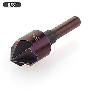 5pcs Metal Countersink Drill Bit Set for Wood, Metal, Steel, Mill Drill Bit Set Size is 1/4” 3/8” 1/2” 5/8” 3/4”with High Speed Steel, 82 Degree, 5 Flute, 6mm Round Shank, Carrying Case