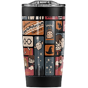 Logovision HARRY POTTER/CUTE CHIBI PATTERN - Stainless Steel Tumbler 20 oz Coffee Travel Mug/Cup, Vacuum Insulated & Double Wall with Leakproof Sliding Lid | Great for Hot Drinks and Cold Beverages