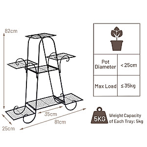 S AFSTAR 7 Tier Plant Stand, Parisian Style Garden Cart Stand, Multi-layer Mental Plant Stand, Plant Flower Pot Display Rack, Pot Holder for Indoor Outdoor Plant Stands for Patio Balcony (Black)