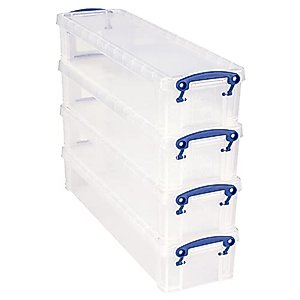 Really Useful Plastic Storage Box 1.5 Litre Clear (Pack of 4)