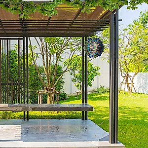 Mandala Wind Spinners for Yard and Garden, 3D Stainless Steel Hanging Spinner for Outdoor & Indoor Decorations, 360 Degree Swivel, 12 inch Spinner