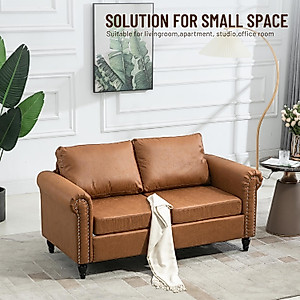 J.C.UP 60’’ Loveseat Sofa Couch，Love Seat for Small Spaces, Upholstered 2 Seat Sofa Couches, Small Sofas with Solid Wood Legs Suitable for Living Room, Bedroom, Apartment