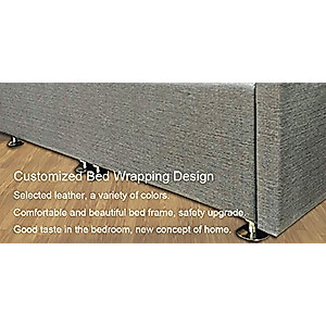 Bangshin Effort Saving and Buffer-Descending Queen Storage Bed, Safety Devices, Cushion Design, Cat Scratch Leather Covered, Reinforced Bottom Plate and 9 cm Rust-Resistant High Feet.