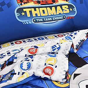 Thomas The Tank Standard Crib 3 Piece Toddler Bedding Set for Kids Soft Microfiber Reversible Comforter, Fitted Sheet & Pillowcase for Boys