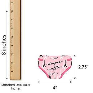 Big Dot of Happiness Paris, Ooh La La - Diaper Shaped Raffle Ticket Inserts - Paris Themed Baby Shower Activities - Diaper Raffle Game - Set of 24
