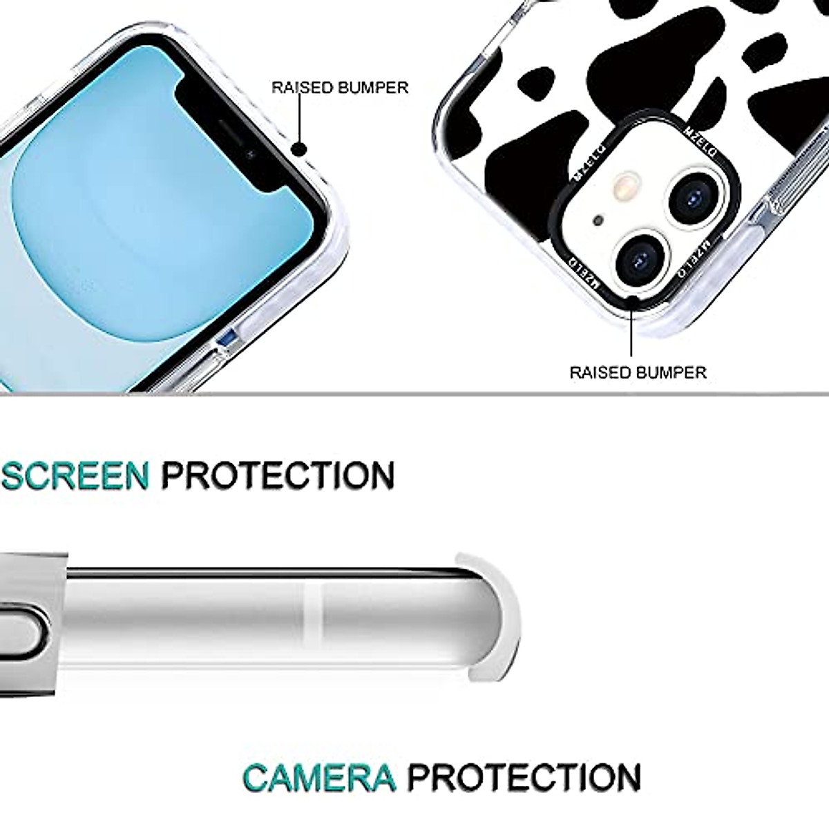 MZELQ Designed for iPhone 11 Case, Cute Cow Print TPU Phone Cow Patterns Case + Screen Protector Compatible with iPhone 11 6.1 inch Fit Girls Women iPhone 11 Case