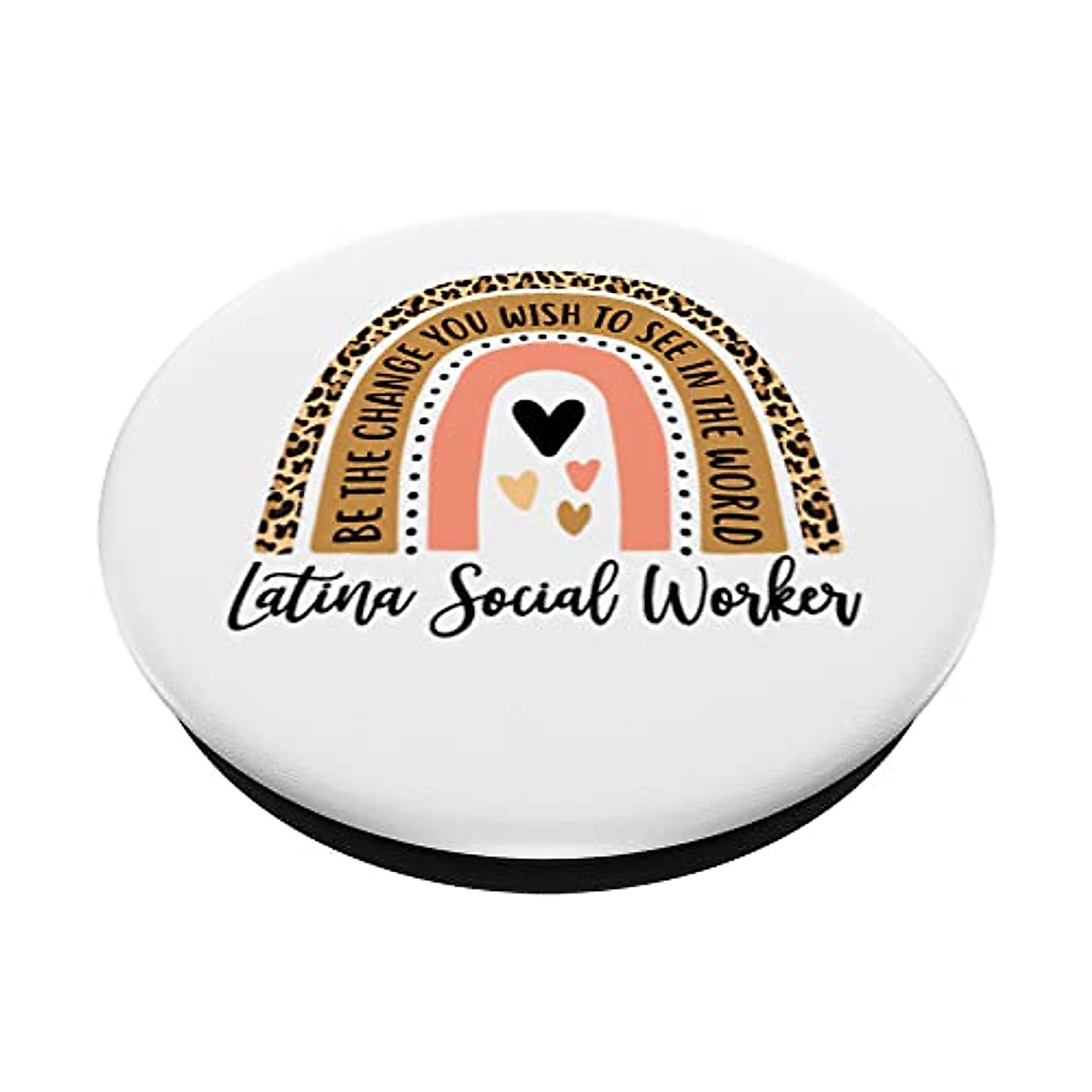 Latina Social Worker Leopard Rainbow Work Love Hispanic PopSockets Swappable PopGrip