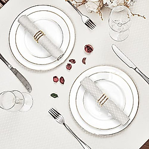 HomeJoy Round Rectangle Table Cloth – Stainproof Waterproof Washable Polyester Oblong Rectangular Tablecloth, Fabric Table Cover for Kitchen Dining Dinner Table (Ivory, 52 X 70 Inch)