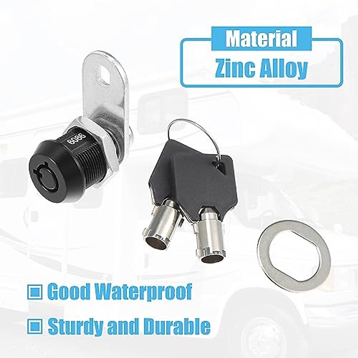 X AUTOHAUX 4 Sets 5/8" Zinc Alloy RV Storage Locks Cabinet Lock with Keys Cannular Cam Lock Offset Drawer Lock Black Fits on 3/8" Max Door Thickness