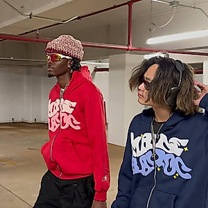 Y2K Hoodie Men Hip Hop Zip Up Hoodie Grunge Graphic Aesthetic Hoodies Y2k Jacket Sweatshirt Goth Emo Harajuku Hoodies