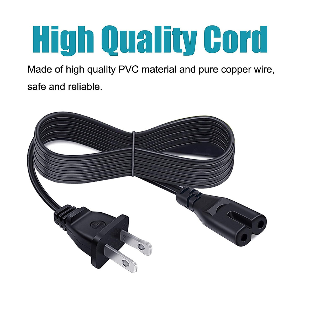 Power Cord Replacement for TCL Roku Smart LED LCD HD TV Samsung UN32EH4000FXZA UN32EH4003FXZA UN32EH4000 UN32EH4003 2 Prong TV Power Cord 8ft AC Cable