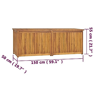 FOPEAS Premium Teak Wood Outdoor Storage Box - Spacious Furniture Storage with Weather-Resistant Design - Solid Wood Garden Box for Year-Round-Brown(59 x9.7 x .7)