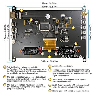 Lesown 7 inch Raspberry Pi Monitor Touchscreen with Case, Touch Display 7 inch Monitor Raspberry Pi 5 Screen 1024x600 IPS Small HDMI Monitor Speakers for Raspberry Pi 5 4 3 Win, Driver Free