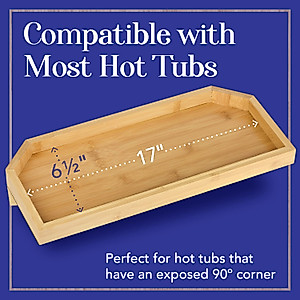Impresa Bamboo Hot Tub Tray Table, Waterproof, UV-Coated Side Table Caddy with Anti-Slip Backing for Drinks, and Essentials, 17" x 7.5"