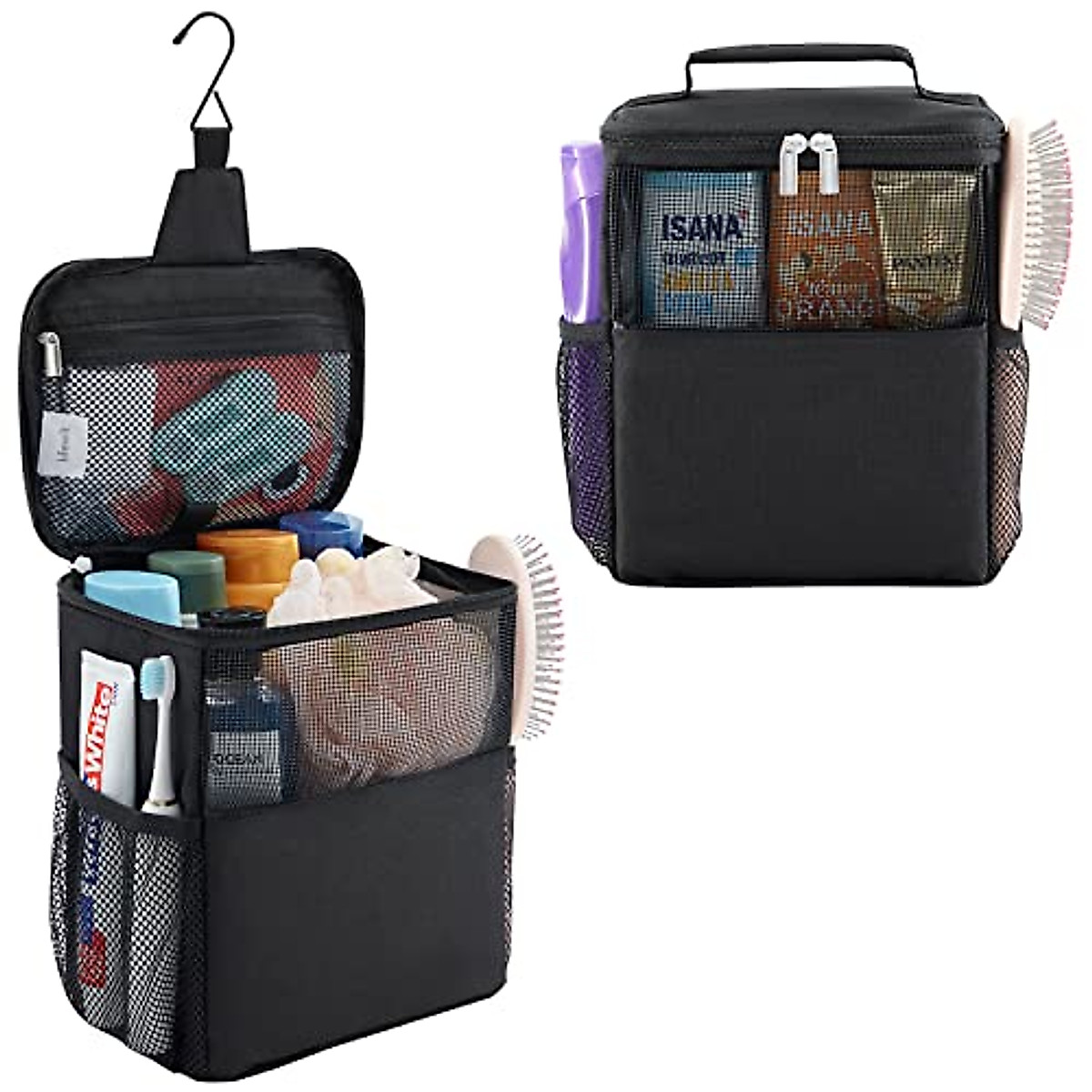 Lifewit Shower Bag Mesh Shower Caddy Portable College Dorm Room Essentials Tote Bag for Bathroom, Gym, Travel, Camping Quick Dry Hanging Shower Organizer Basket Toiletry Bag, Medium, Black