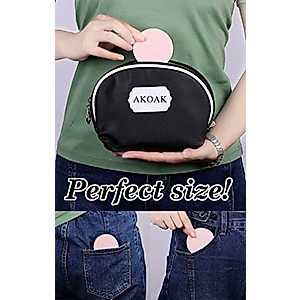 AKOAK Capacity 10 ml(0.33 oz) No Leaks Empty Reusable Plastic Loose Powder Compact Container DIY Makeup Powder Case with Sponge Powder Puff,Elasticated Net Sifter and Pink Threaded Screw Lid