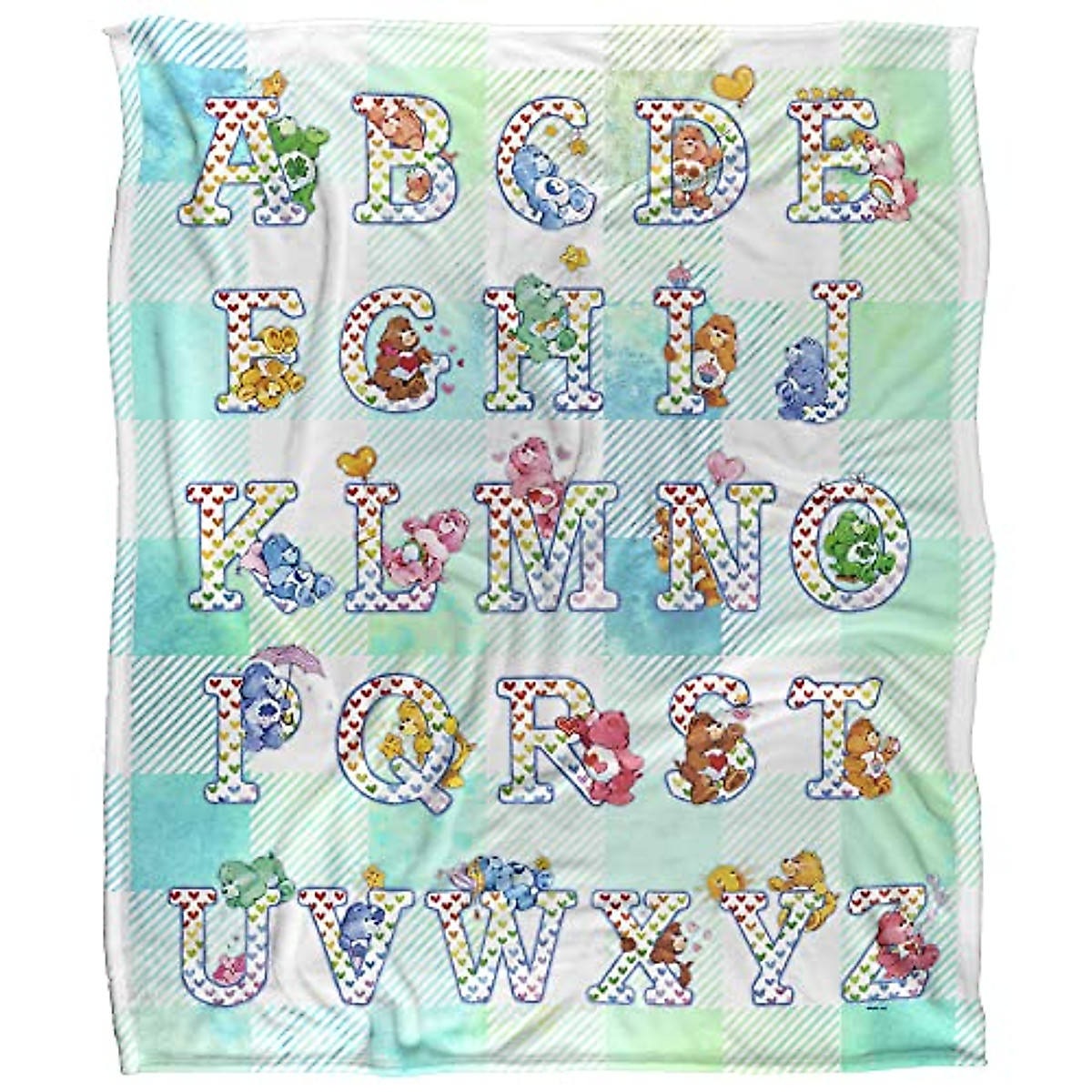 Care Bears Blanket, 50" x 60" Checkered Alphabet Silky Touch Super Soft Throw Blanket