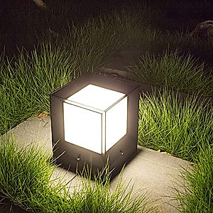 MODEBHD Modern Black Outdoor IP54 Waterproof Landscape Column Light Energy Saving Rustproof Die-cast Aluminum Patio Post Light Square Fence Guardrail Doorway Porch Pillar Lamp Traditional Landscape Li
