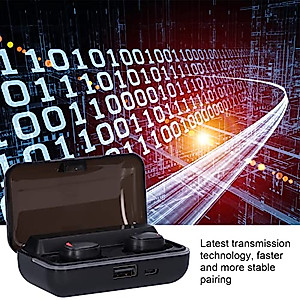 True Wireless Earbuds, Waterproof Stereo Sports Headphones HiFi Stereo Bluetooth Headset with Backup Earplugs Noise Cancelling Earphones for Running,Workout,Gym