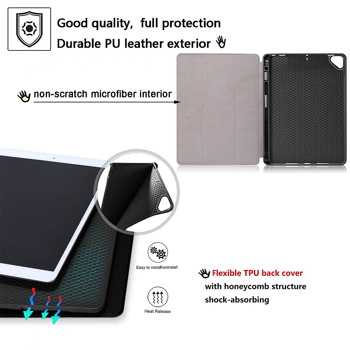 UUcovers for Apple iPad 10.2" (9th/8th/7th Generation) Case 2021/2020/2019, Smart Cover with Pencil Holder [Auto Wake/Sleep] PU Leather Stand Folio Tri-fold Shockproof Shell, Van Gogh Starry Night