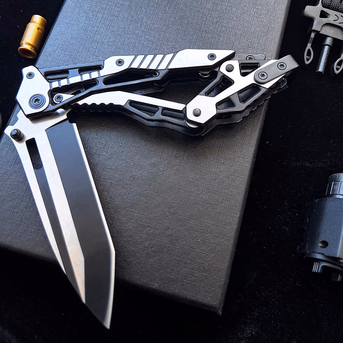 CIZPIROK 8.3 Inch Mechanical Style Folding Knife Cool Pocket Knife with Clip - Kinematic Pivot Action Tactical EDC Folding Knives for Outdoor Survival, Camping, Hiking, Hunting, Gifts for Men, Dad