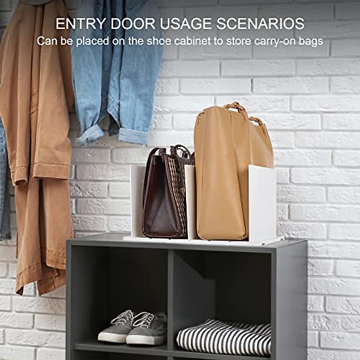 XCELLENT GLOBAL XG Purse Organizer for Closet,Plastic Shelf Dividers Organizer for Vertical Purse Handbag Sweater Shirts in Pantry Bedroom 2 Sets White HG649