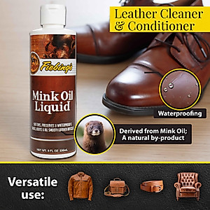 Fiebing's Mink Oil Liquid, 8 Oz. - Soften, Preserves and Waterproofs Leather