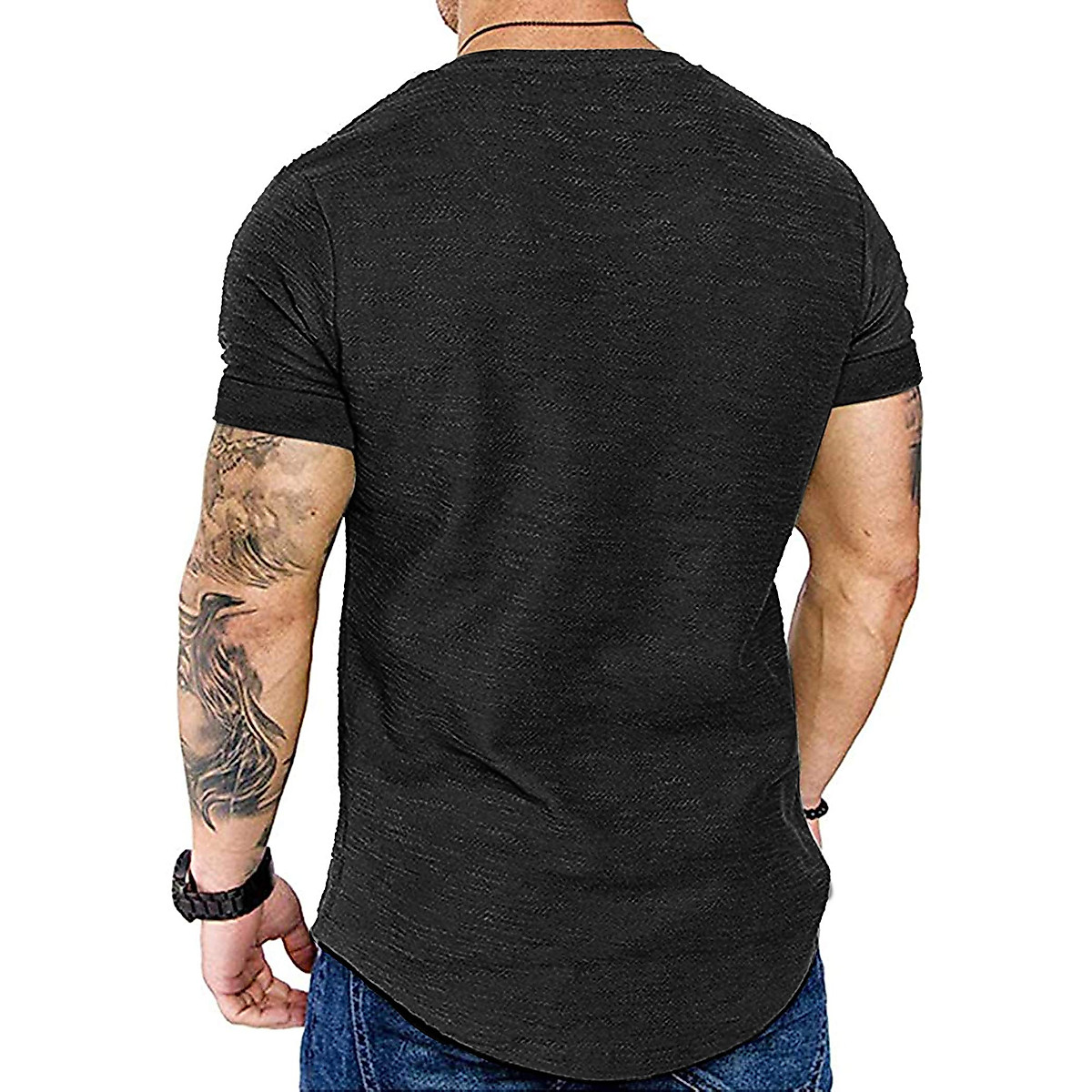 COOFANDY Men Muscle Workout T Shirt Gym Bodybuilding Active Short Sleeve Tee Top Black