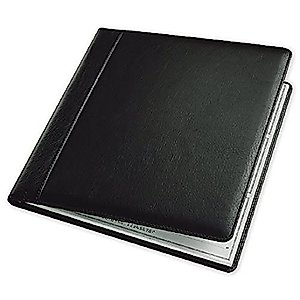 ABC Leather Check Cover, for 3-On-A-Page Executive Deskbook, 9 1/2 x 9", Black