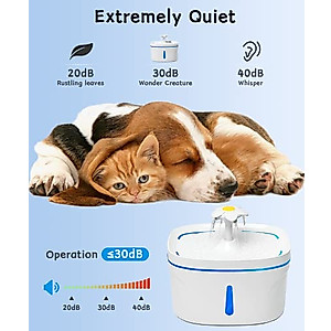 Cat Water Fountain, 84 fl oz/2.5L Ultra-Quiet Pet Water Fountain for Cats Inside with LED Light, Activated Carbon Filter, Cat Fountain Water Bowl, for Cats, Dogs, Multiple Pets