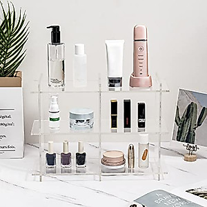 Sumerflos 3-Tier Acrylic Tabletop Display Shelf, Modern Clear Display Stand, Sturdy Storage Shelves for Toy, Makeup, Perfume, Spice