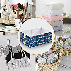 Blueangle Outer Space Pattern Cube Storage Bin, 11 x 11 x 11 in, Large Collapsible Organizer Storage Basket for Home Décor（683）