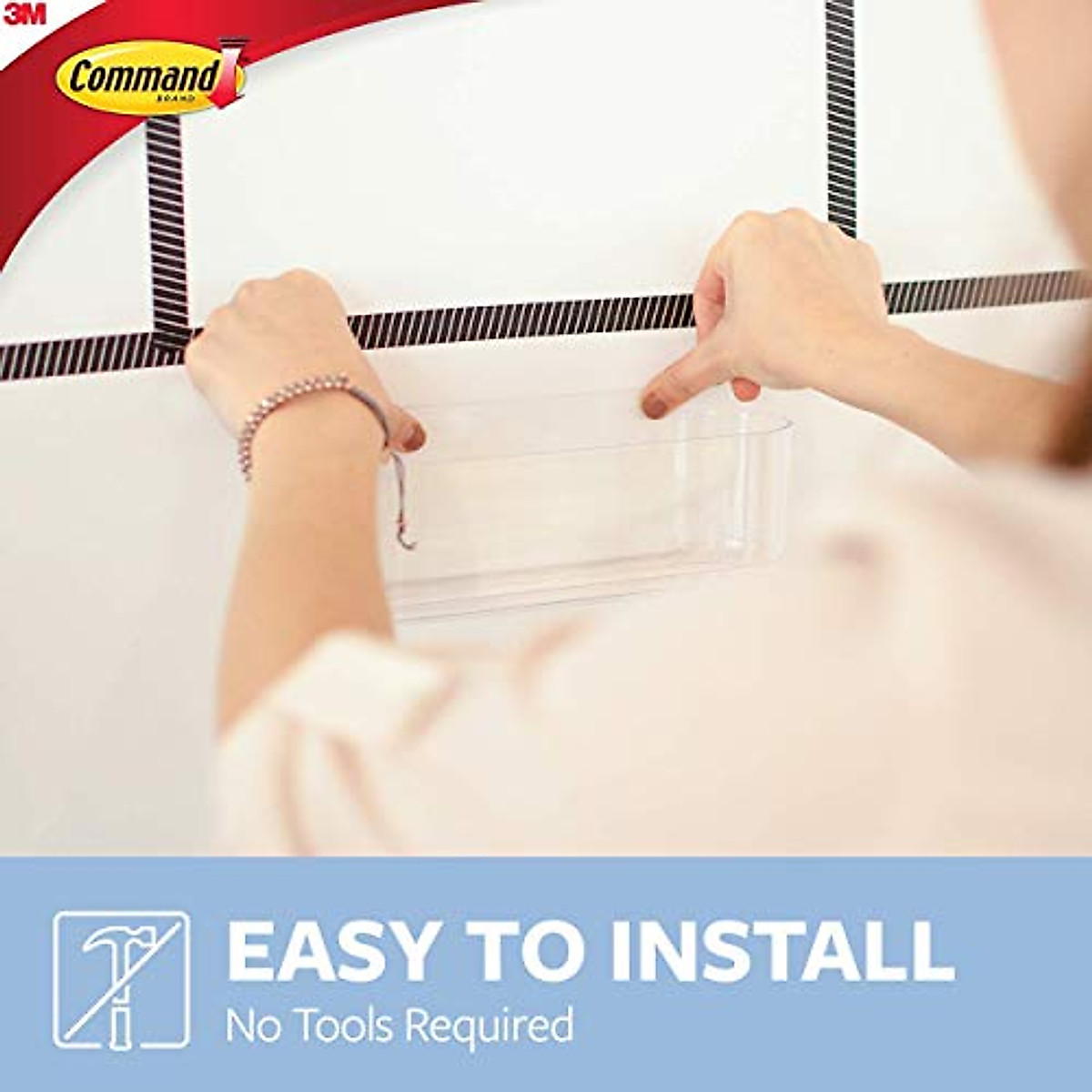 Command HOM-15 Large, Organize Damage-Free, 1, 4 Strips Caddy, Clear, 2 Count