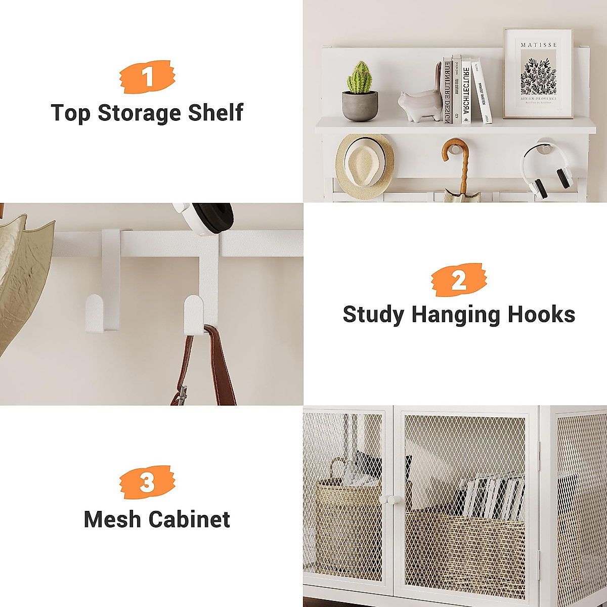 IDEALHOUSE Hall Tree with Doors White 72.8in Coat Rack Shoe Storage Narrow Coat Tree Shoe Shelf Organizer with 7 Hooks for Entryway Bedroom and Mudroom