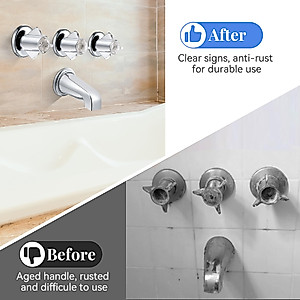 Dreyoo 3 Handle Bathtub Shower Tub Trim Set Compatible with Sayco Bathtub Faucets, 16 tooth Bathroom Shower Faucet Knobs Replacement, Hot, Cold and Diverted Sink Faucet Knobs Replacement Parts