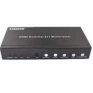 HUIERAV HDMI 2x1 Multi-Viewer Seamless Switch with PIP Function| Support Scaler UP&Down HDMI 1.3a Full HD 1080P | 4 Picture Mode | RS232 and Remote Control