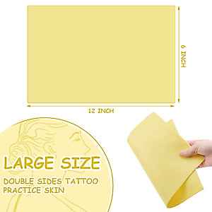 6 Sheets Large Tattoo Practice Skin 8 x 12 Inch Fake Tattoo Skin Kit 3mm Thick Fake Skin Double Sides Silicone Skin for Beginners and Experienced Artists