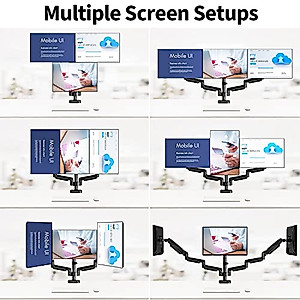 MOUNTUP Quad Monitor Stand, 4 Monitor Desk Mount for 13 to 32 inch Computer Screens + MOUNTUP Triple Monitor Desk Mount, 3 Monitor Stand for Three Max 27 Inch Computer Screen