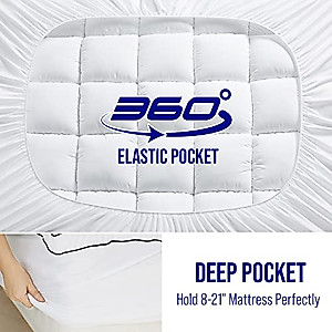 HYLEORY Queen Size Mattress Topper for Back Pain, Extra Thick Cooling Mattress Pad Cover, Down Alternative Overfilled Plush Pillow Top with 8-21 Inch Deep Pocket